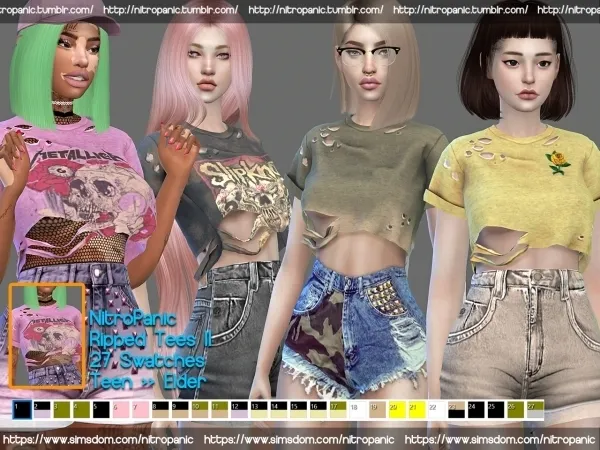 RIPPED TEES II - Sims 4 CC - SimsFinds