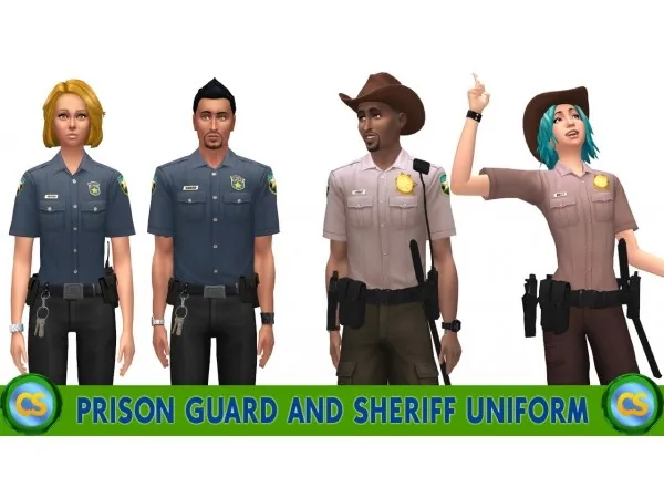 Prison Guard and Sheriff Uniform by - Sims 4 CC - SimsFinds